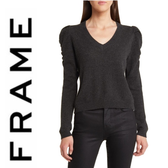Frame Denim | Sweaters | Nwtframe Ruched Sleeve Cashmere Sweater In ...